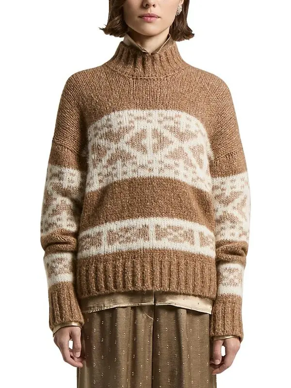 Peserico Pullover Mock Neck Sweater - Sepia
