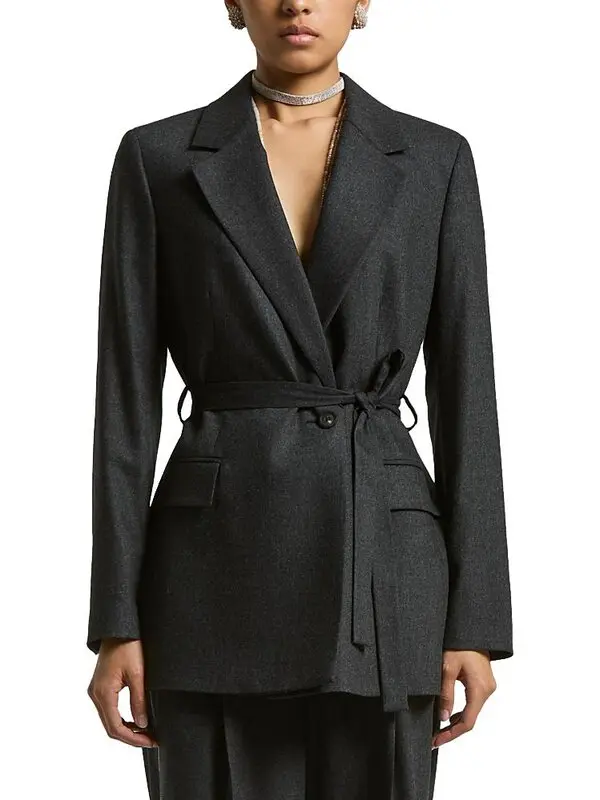 Peserico Notch Collar Belted Blazer - Dark Sapphire