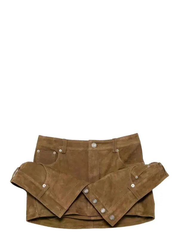JUUN.J Layered Suede Mini Skirt - Brown