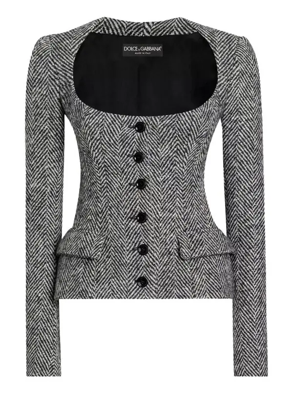 Dolce & Gabbana Herringbone-pattern Jacket - Grey