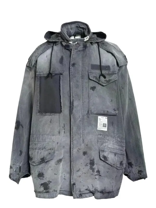 Mihara Yasuhiro Distressed Hooded Jacket - Black