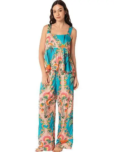 Victoria's Secret Printed Sleeveless Pant Set - Blue