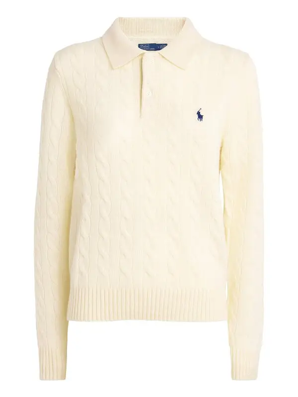 Polo Ralph Lauren Wool-cashmere Cable-knit Polo Sweater - Ivory
