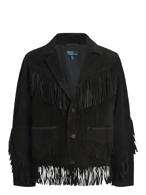 Polo Ralph Lauren Fringed Suede Jacket - Black