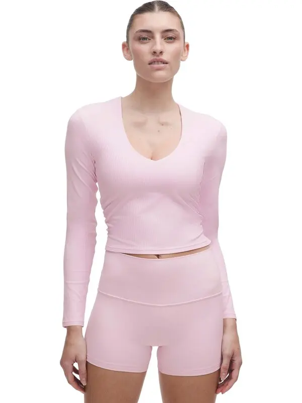 Lululemon All It Takes Ribbed Nulu V-neck Long-sleeve Shirt - Blissful Pink