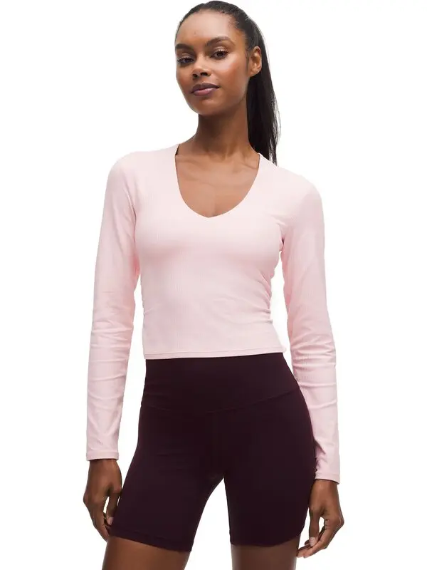 Lululemon All It Takes Ribbed Nulu V-neck Long-sleeve Shirt - Blush Quartz