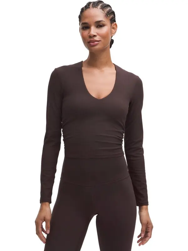 Lululemon All It Takes Ribbed Nulu V-neck Long-sleeve Shirt - Sequoia