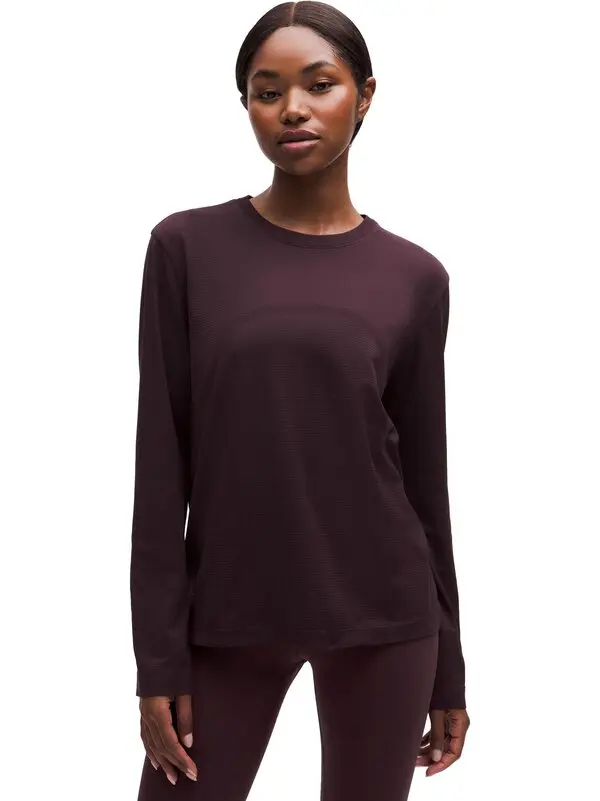 Lululemon Swiftly Relaxed Long-sleeve Shirt - Black Plum/black Plum