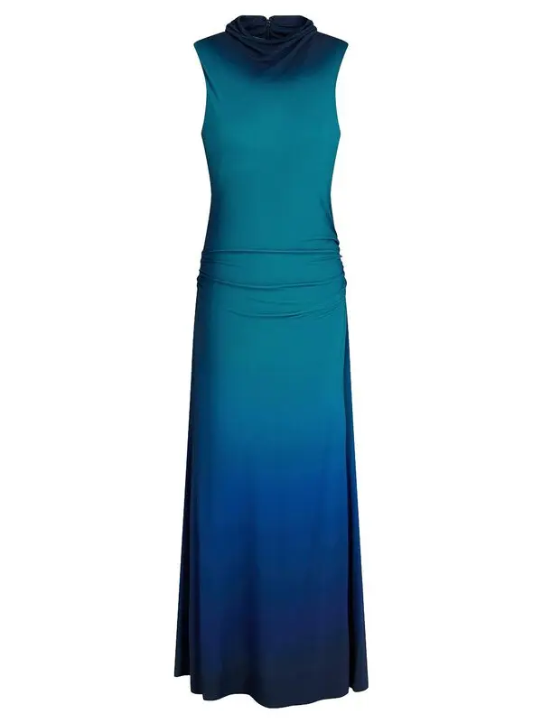 Simkhai Aldina Ruched Dégradé Maxi Dress - Teal