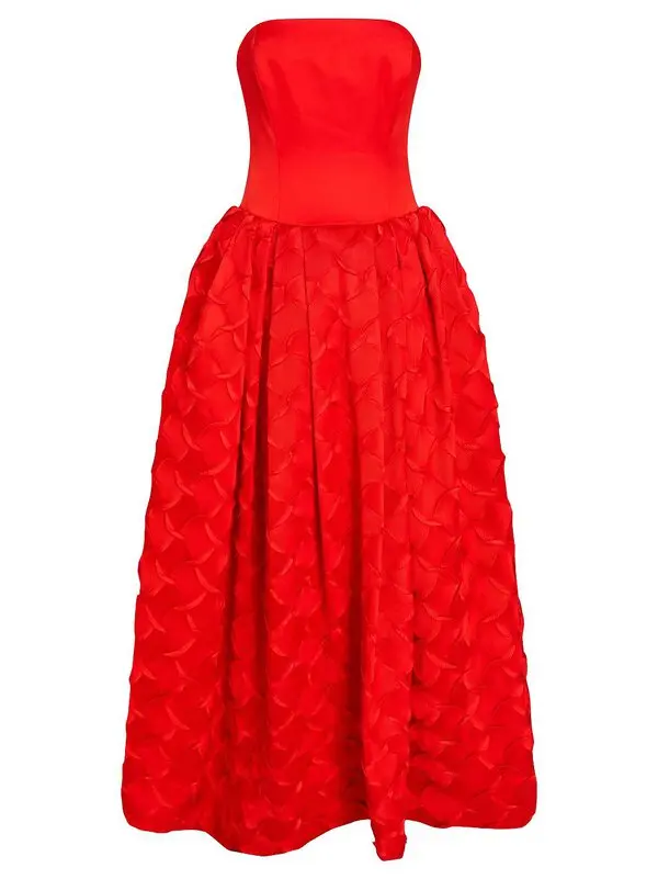 Simkhai Azriel Strapless Plissé-satin Gown - Red