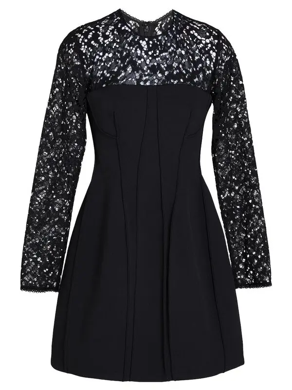 Simkhai Primm Twill-paneled Corded Lace Mini Dress - Black