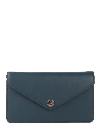 Michael Kors Leather Clutch With Detachable Shoulder Strap - Blue