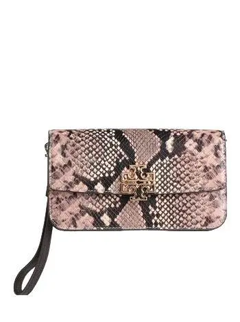 Tory Burch Leather Clutch With Snakeskin Print - Pink