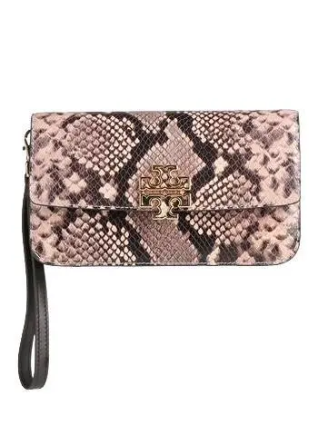 Tory Burch Leather Snakeskin Print Clutch - Grey