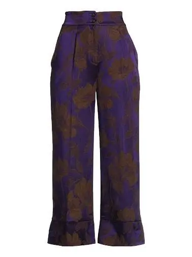 ALESSIA SANTI Floral Jacquard Flared Pants - Purple