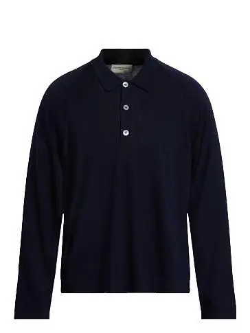 Officine Générale Virgin Wool Buttoned Sweater - Navy