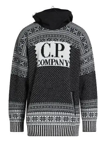 C.P. COMPANY Jacquard-knit Hooded Sweater - Black