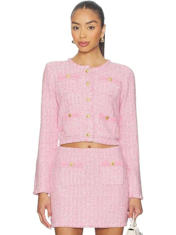 LoveShackFancy Delcie Cardigan - Candy Pink Melange