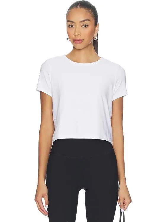 Beyond Yoga Featherweight Supreme Cropped Tee - Cloud White