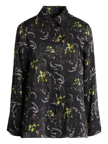 TOUPY Floral-print Satin Shirt - Black