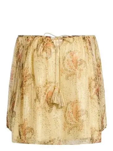 TOUPY Paisley Print Off-the-shoulder Top - Beige