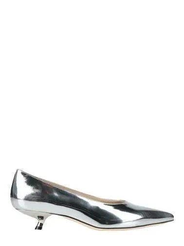 Theory Leather Pointed Toe Pumps - Silver