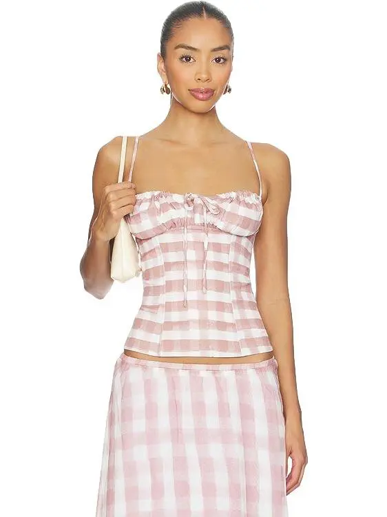 SNDYS Lelessa Corset Top - Pink Gingham