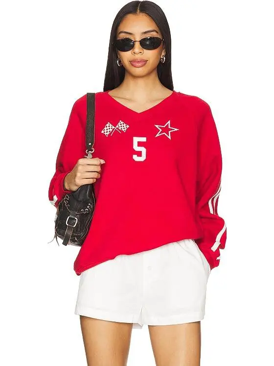 Daydreamer 5 Star Racing V-neck Sweatshirt - Red