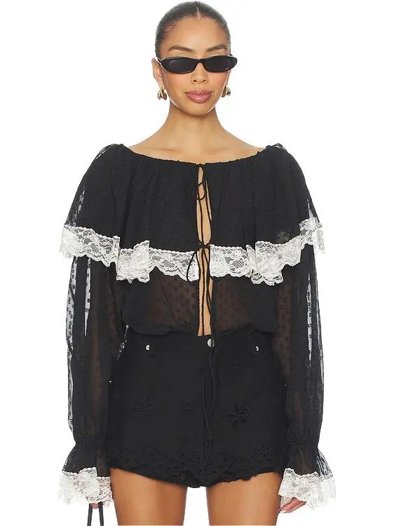 For Love & Lemons June Top - Black