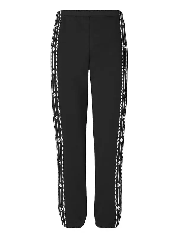 Tory Burch Embroidered French Terry Sweatpant - Black
