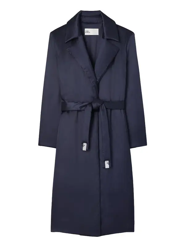 Tory Burch Viscose Padded Coat - Medium Navy