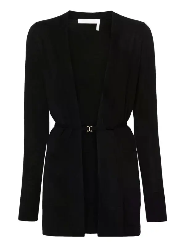 Chloé Belted Wool Cardigan - Black