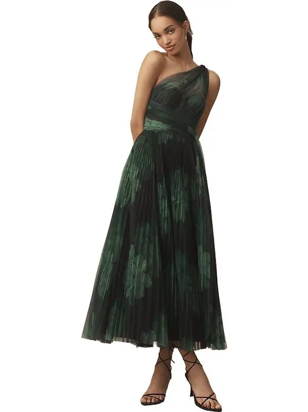 HUTCH Phillippa One-shoulder A-line Maxi Dress - Green