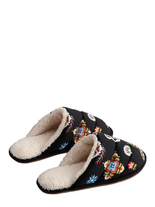 VERA BRADLEY Printed Slippers - Black