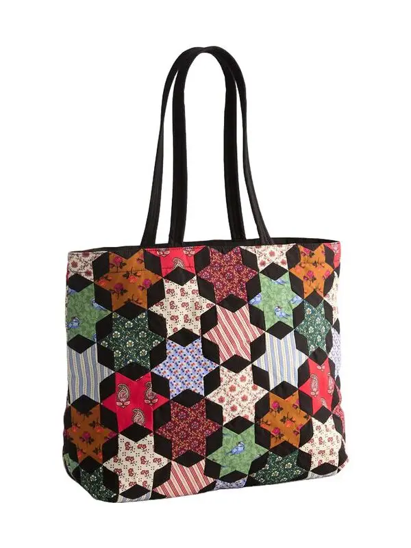 VERA BRADLEY Original Zip Tote Bag In Star Patchwork - Black