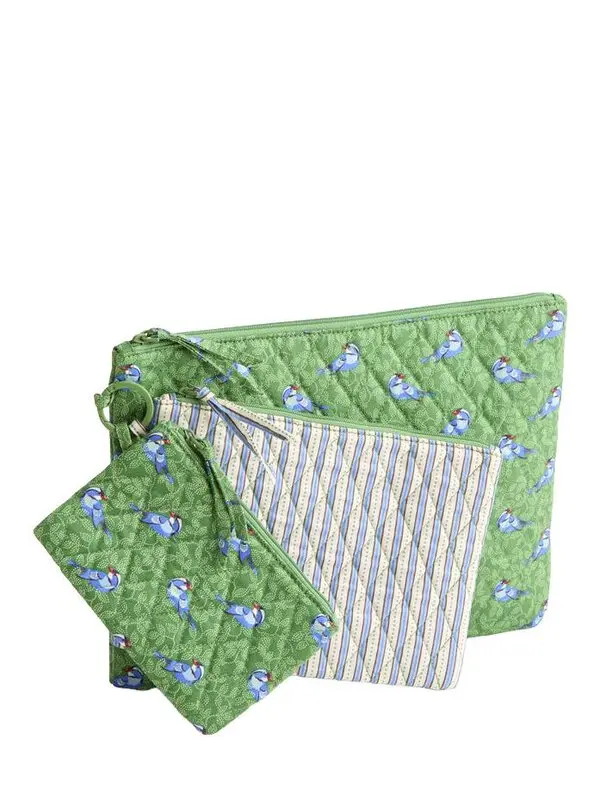 VERA BRADLEY 3 Pouch Organizer Set In Green Birds - Green/blue
