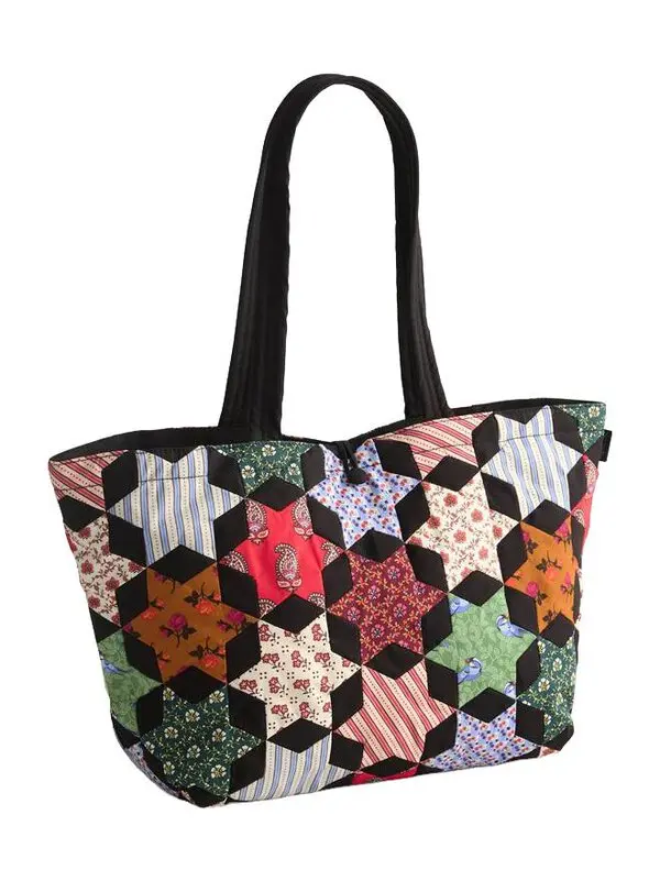 VERA BRADLEY Small Hathaway Tote Bag In Star Patchwork - Black