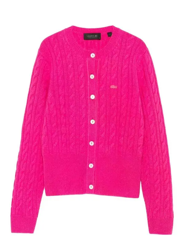 Lacoste Cable-knit Cardigan - Pink
