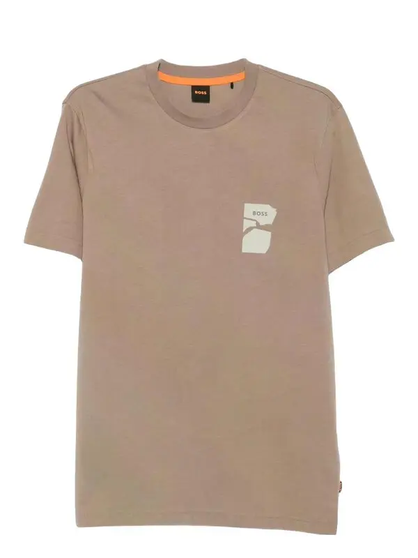 BOSS Logo-print Cotton T-shirt - Brown