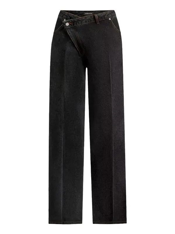 Manière De Voir Astrid Wrapover Wide-leg Jeans - Black