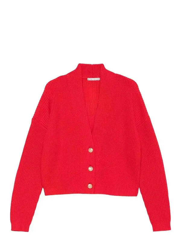Alice + Olivia V-neck Merino Wool Cardigan - Red