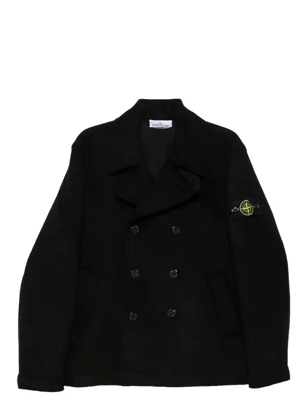 Stone Island Wool Pea Coat - Black
