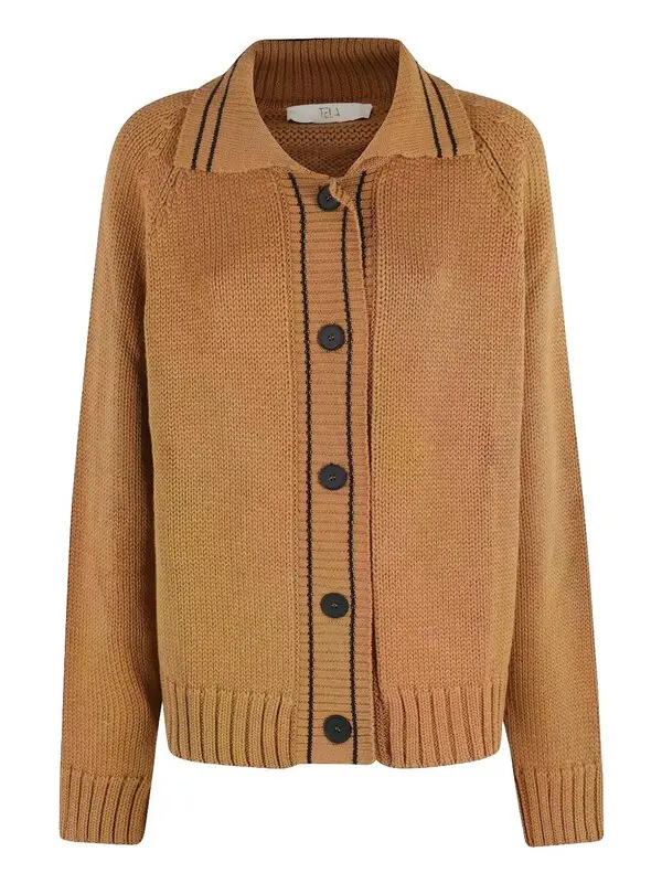 TELA Striped Button Cardigan - Neutrals