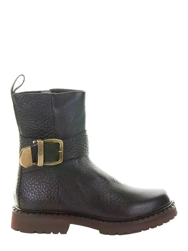 LAURA B Buckle-detail Ankle Boots - Brown