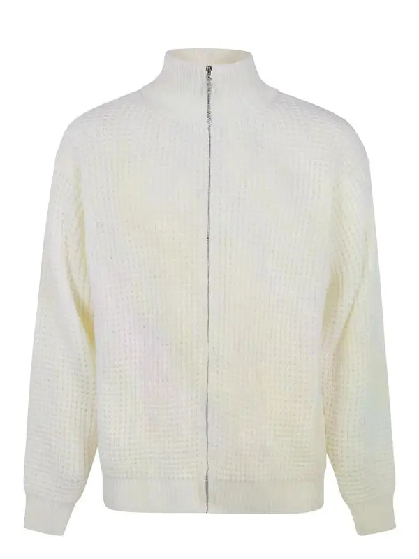 FAMILY FIRST Zip-up Waffle-knit Cardigan - White