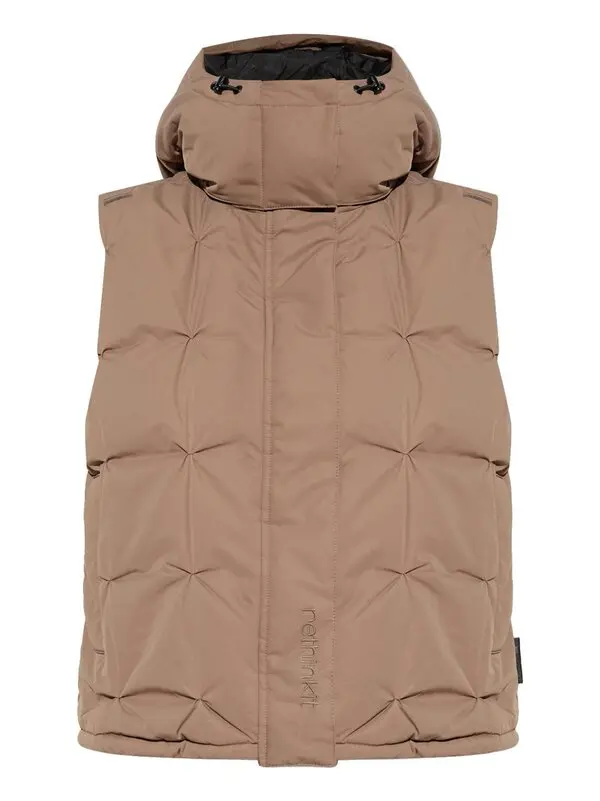 RETHINKIT STUDIOS Quilted Hooded Vest - Brown