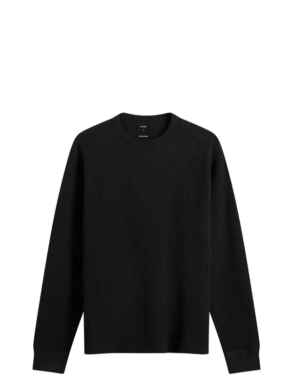 BEAMS Waffle Crew Neck Sweatshirt - Black