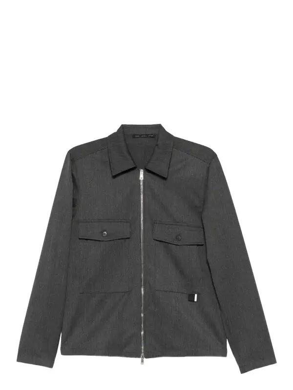 LOW BRAND Point-collar Zip Shirt Jacket - Grey