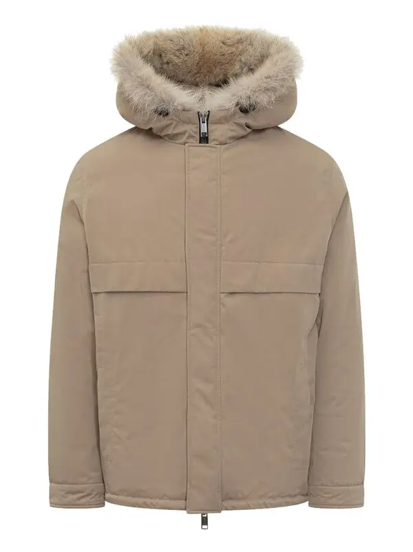 YVES SALOMON Parka With Fur Hood - Beige