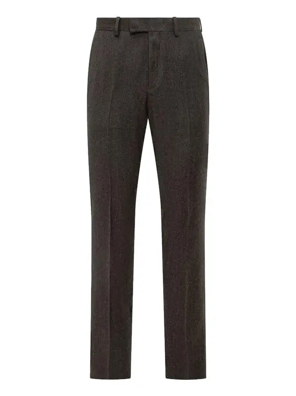 Zegna Trousers In Grey Wool With Pleat - Brown